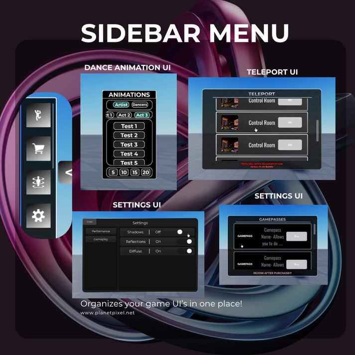 Sidebar Menu GUI V1 – Planet Pixel